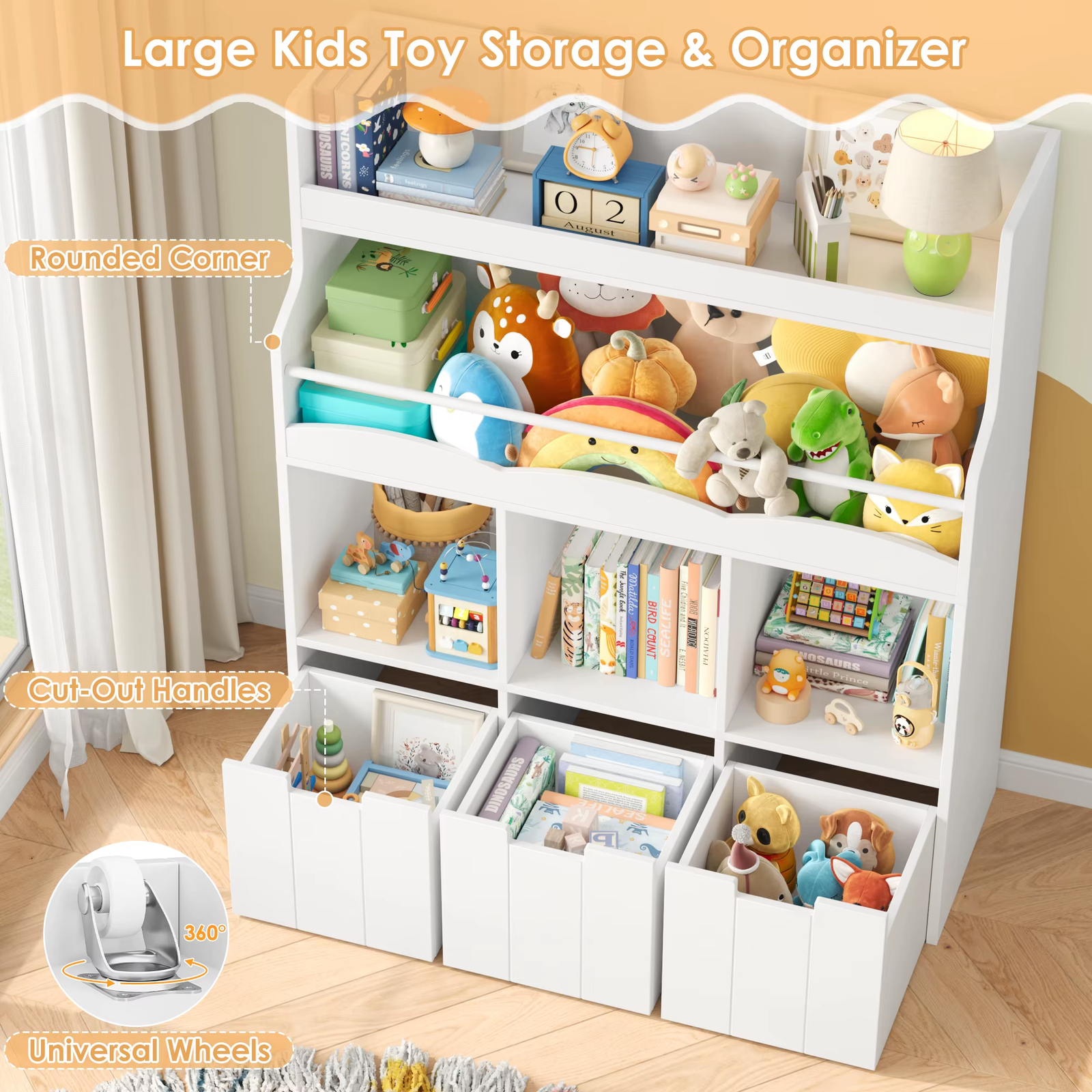 Children Toy Storage Cabinet Large Shelves Drawers Organiser White MDF ...