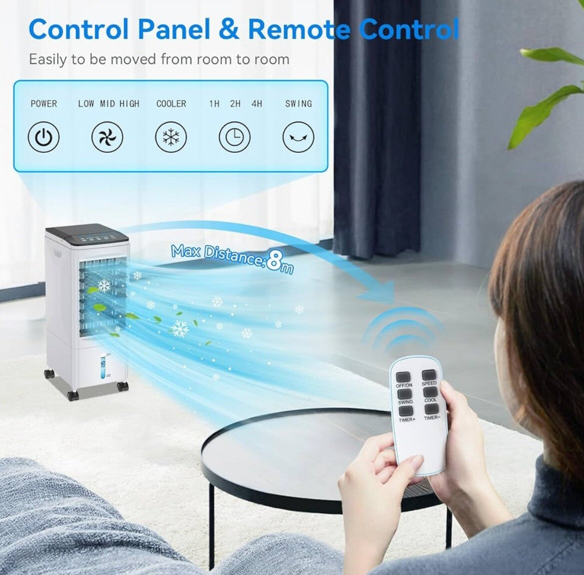 Air Cooler Fan Ice Cold Packs Remote Control Cooling Conditioning Unit ...