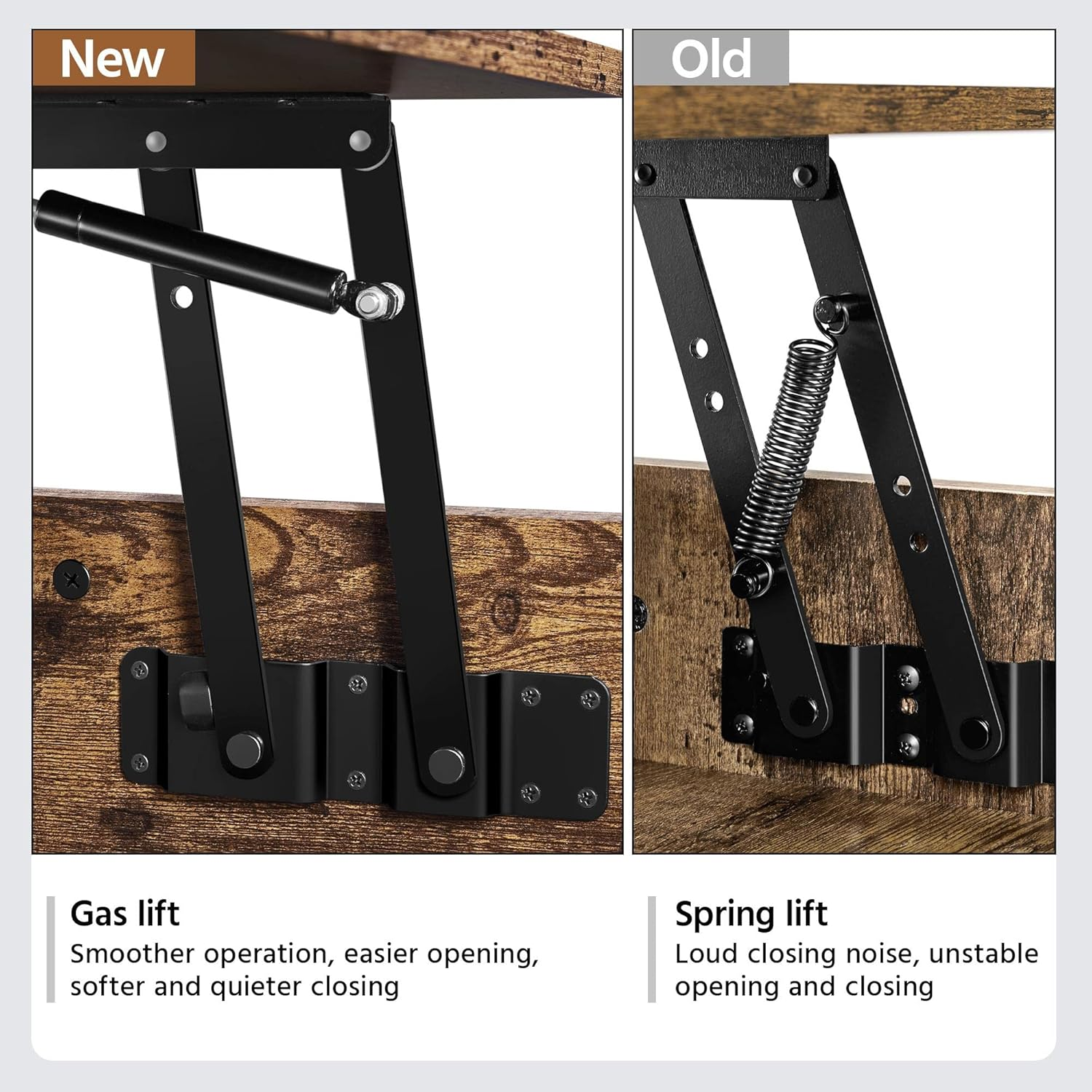 Coffee Table Lift Top Storage Shelf Living Room Rustic Brown Industria ...