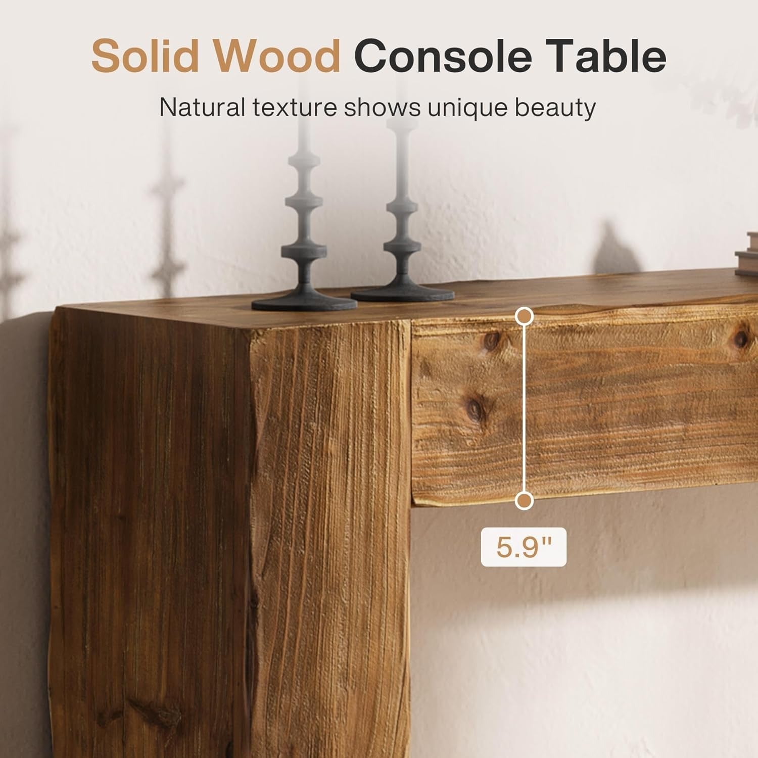 63-Inch Solid Wood Console Table, Farmhouse Entryway Sofa Table Behind ...