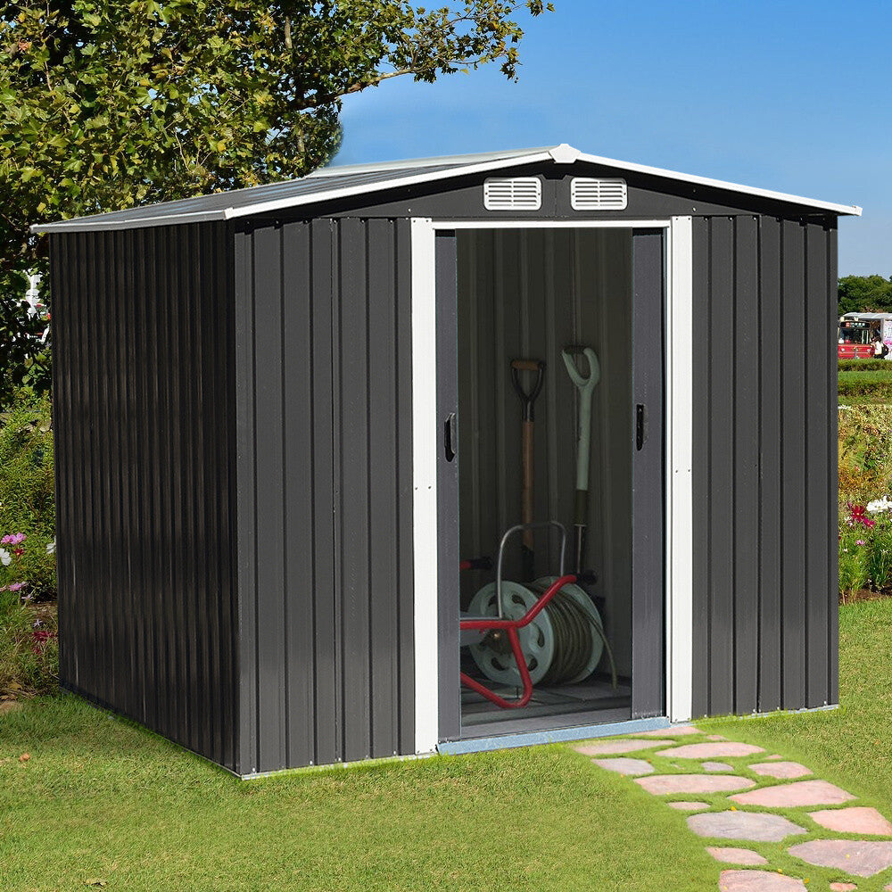 Apex Steel Peak Roof Bicycle Tool House 6*8ft Gable Garden Shed Free F ...