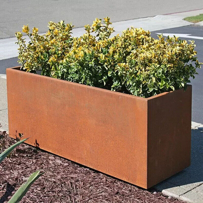 Large Plant Pot Corner Rust Planter Flowers Herb Corten Steel Tree Box ...
