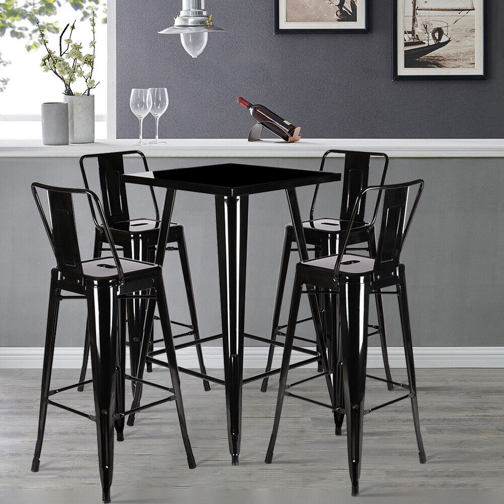 Industrial Metal Breakfast Bar Table Stools Cafe Bistro Bar Stool Dini ...