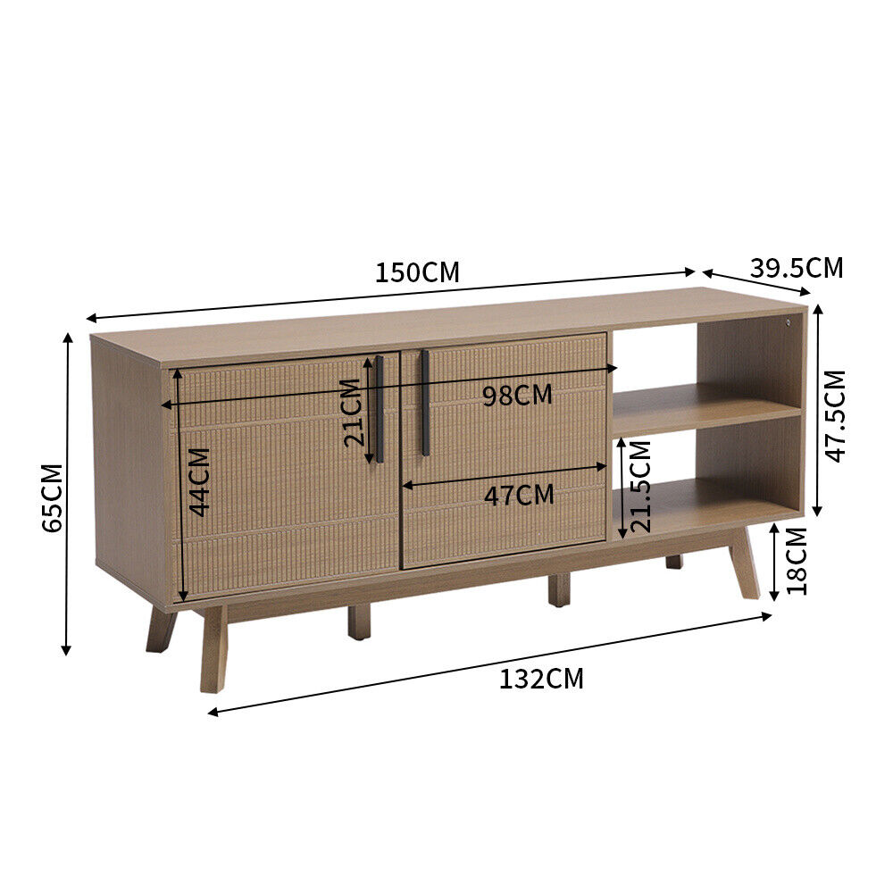 5FT TV Unit Stand Wooden Media Cabinet With Shelf Modern Living Room F ...