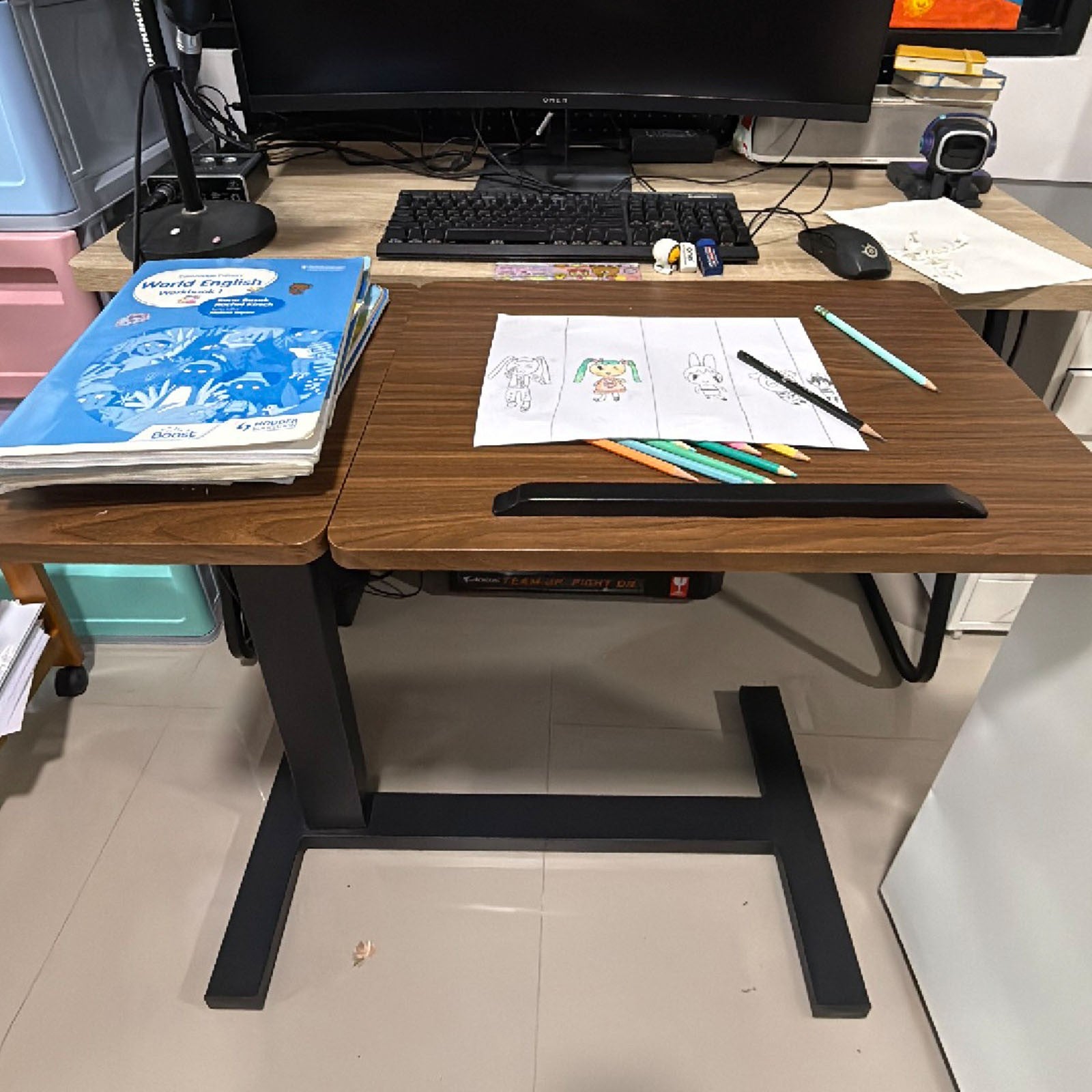 Hospital Style Overbed Laptop Table with Adjustable Height Tilt Top an ...