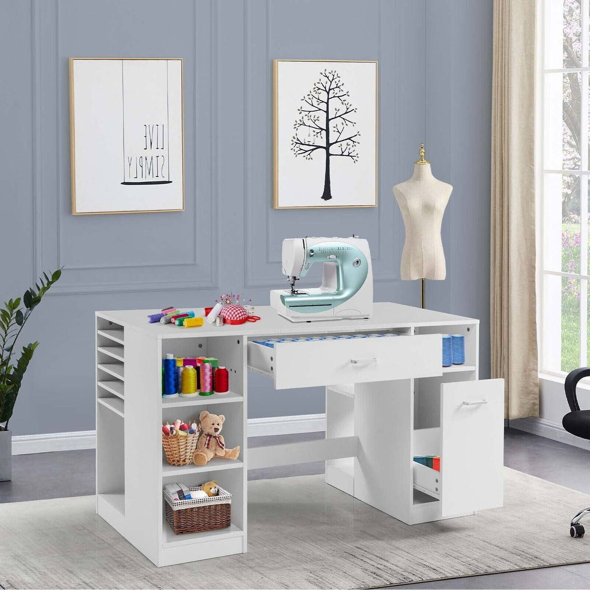 Large Sewing Table Sewing Machine Desk Artwork Sewing Workstation With ...