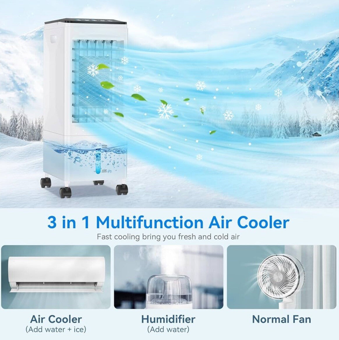 Air Cooler Fan Ice Cold Packs Remote Control Cooling Conditioning Unit ...