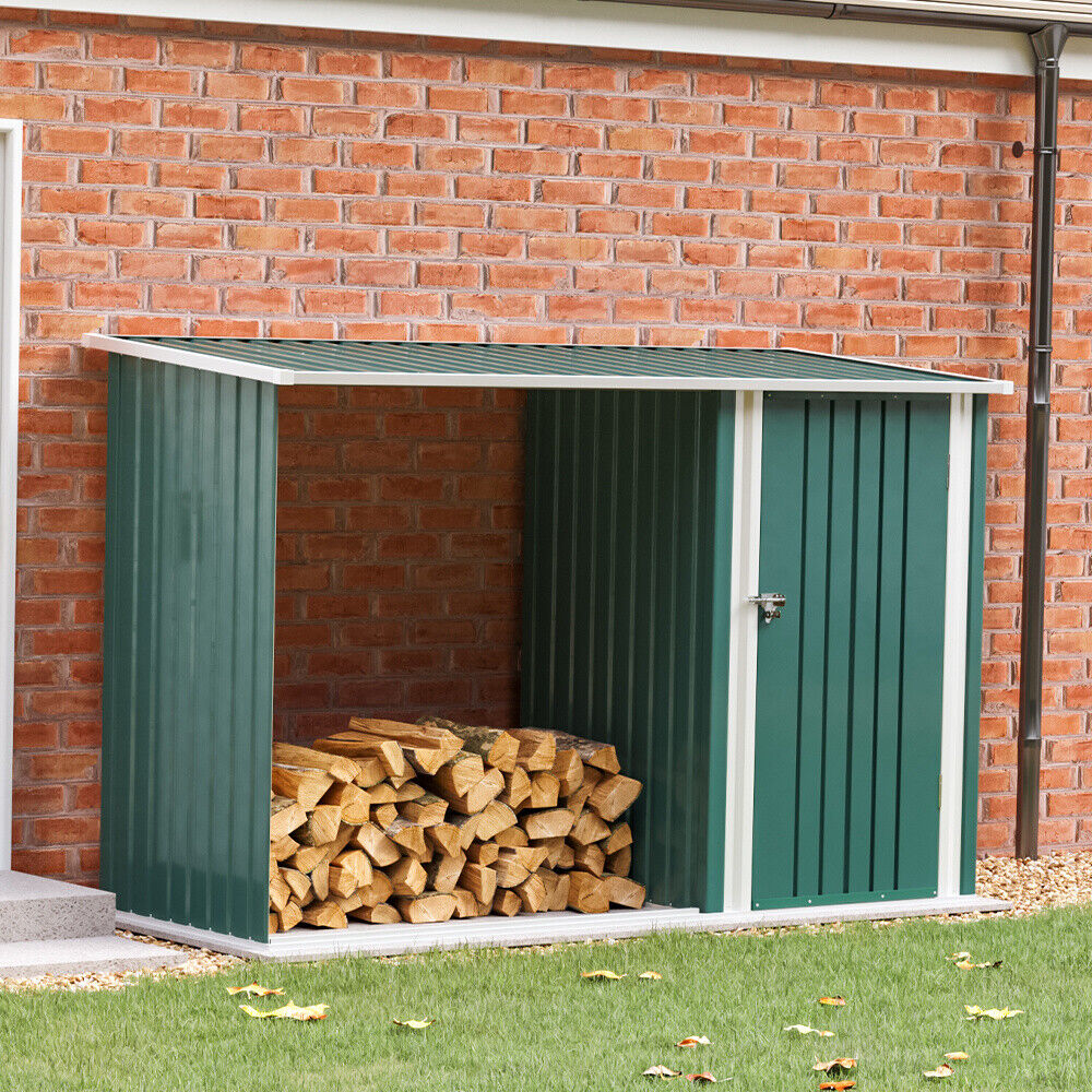 Outdoor Garden Firewood Wood Log Storage Shed Tool Box with Lockable D ...