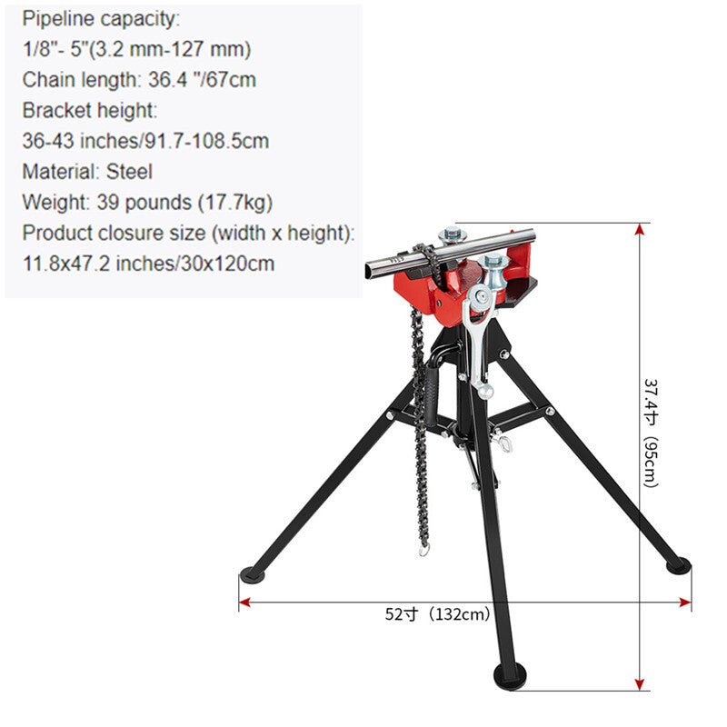 Tripod Pipe Chain Vise 1/8"-5" Capacity Folding Legs W/ Harden Teeth&C ...