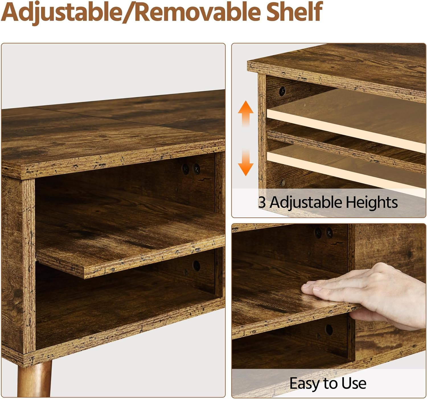 Coffee Table Lift Top Storage Shelf Living Room Rustic Brown Industria ...