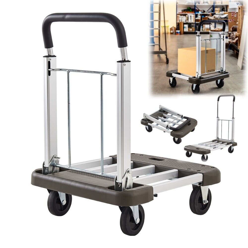 Portable Folding Push Trolley Pull Cart Collapsible Extensible Pallet ...