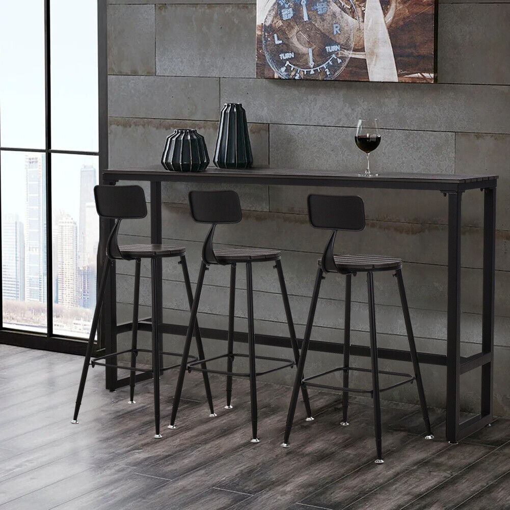 4/6FT High Table & Chairs Breakfast Bar Kitchen Dining Room Modern Fur ...