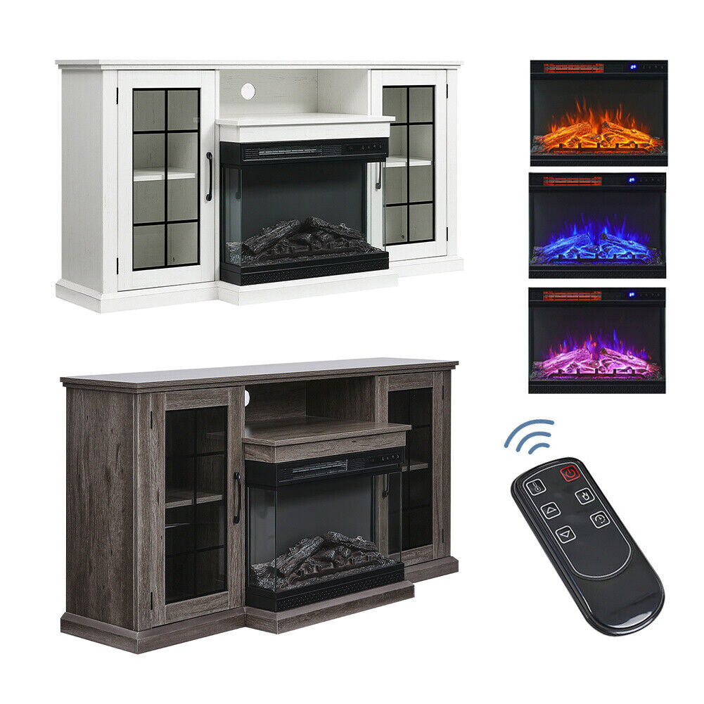 Living Room 150cm TV Stand with Electric Fireplace Set -3 Colour Fire ...
