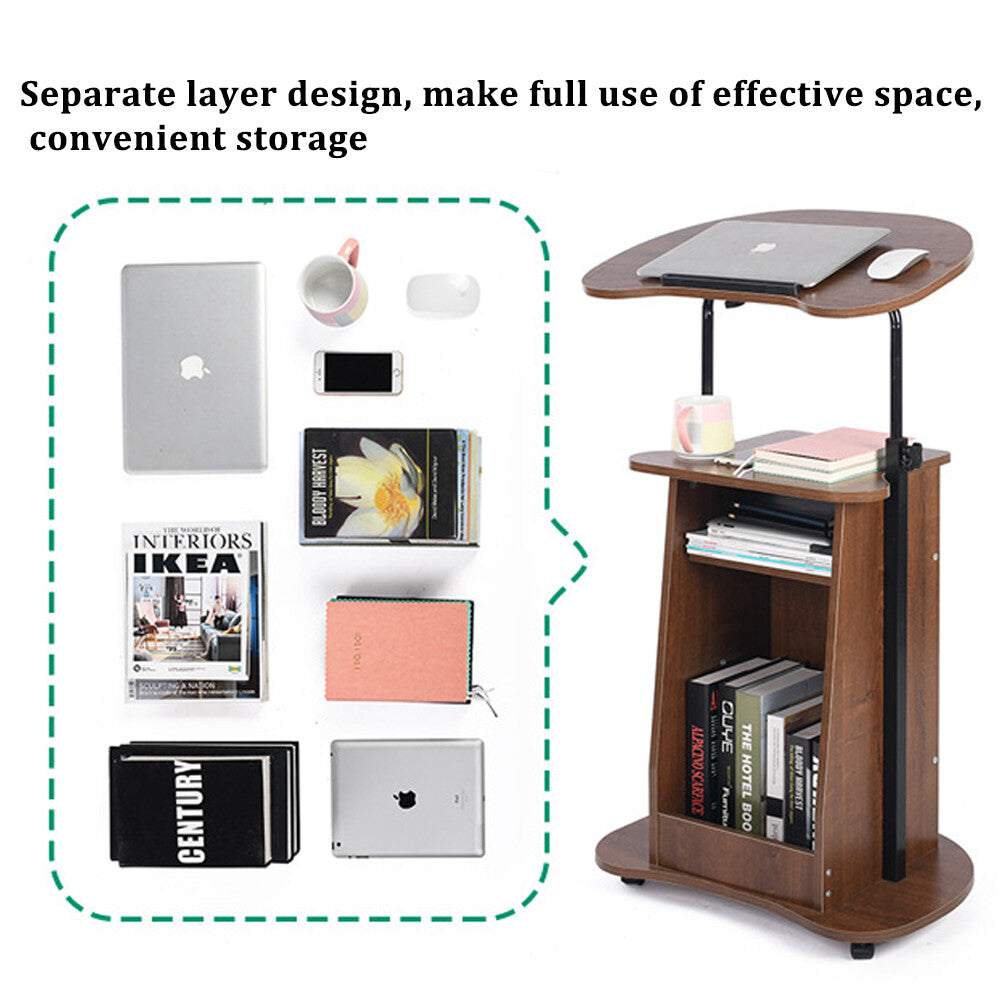 Mobile Lectern Podium Standing Height Adjustable Laptop Stand w/Wheels ...
