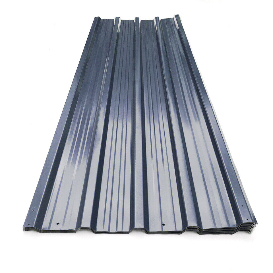 12x Anthracite Metal Sheet Corrugated Roof Sheets Garage Shed Roofing ...
