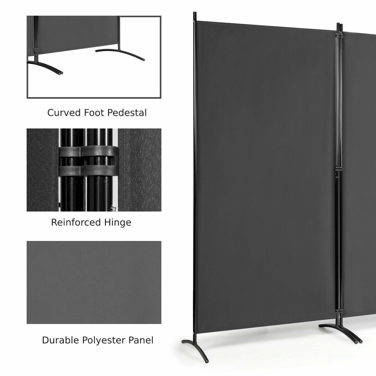 3 Panels Freestanding Room Divider Wall Folding Room Partition Separat ...
