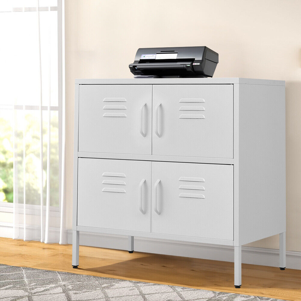 White Office Filing Cabinet Standing Printer Stand File Storage Shelve ...