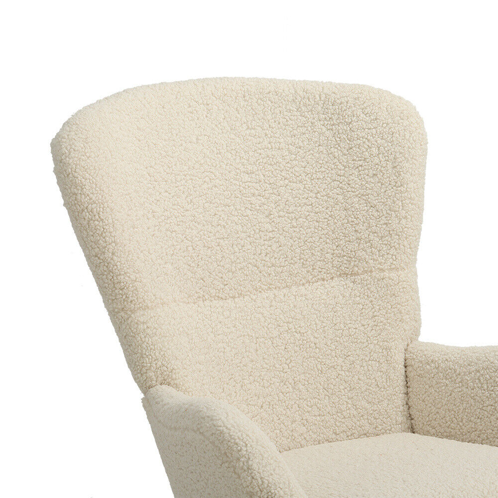 Sherpa Fleece Wing Back Armchair Rocking Sofa Lounge Chair Recliner Ro ...