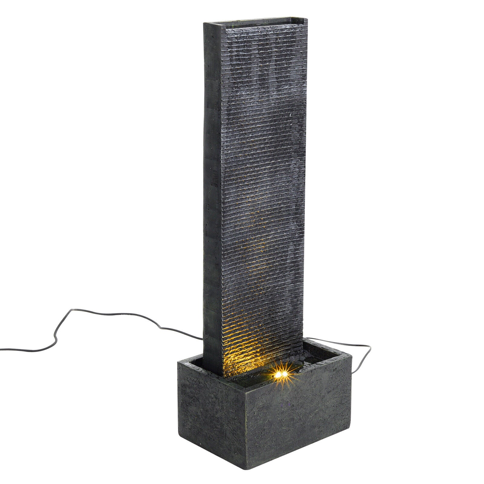 Electric Waterfall Water Feature Natural Slate Garden Fountain 4 LED S ...