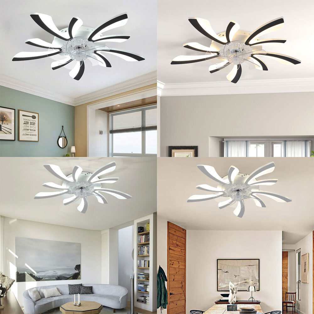 Wind Speed Adjustable Ceiling Fan with Dimmable LED Light Remote Contr ...