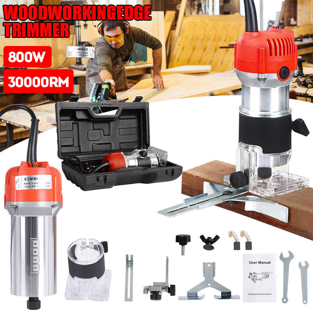 800W Palm Router Mini Hand Held Router Wood Laminator Trimmer W/ Case ...