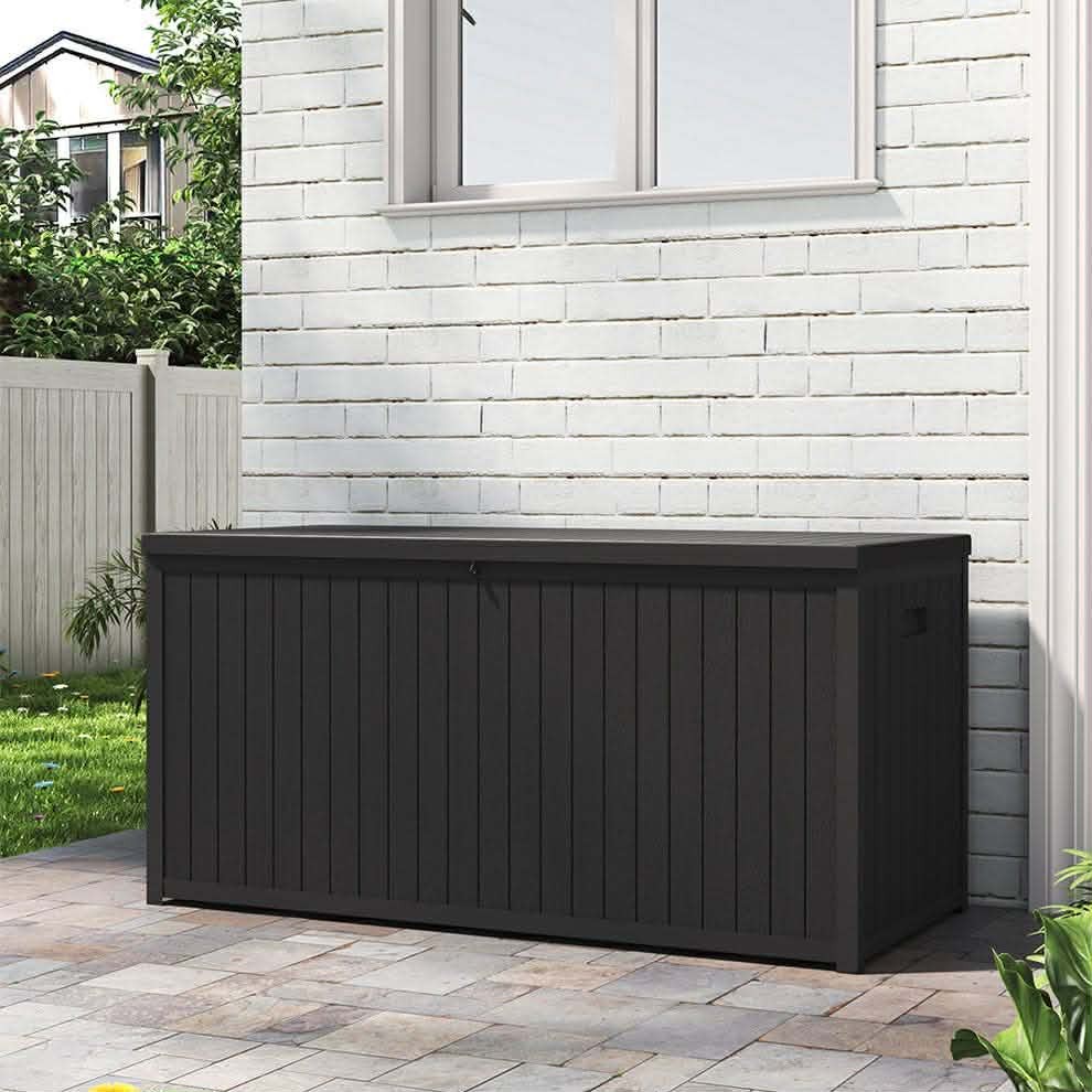430L Black/Grey Lockable Waterproof Garden Storage Box – Quildinc