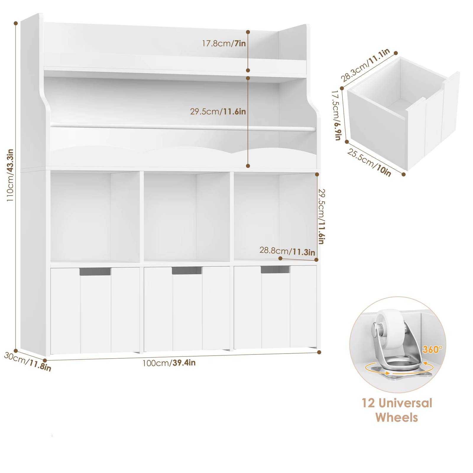 Children Toy Storage Cabinet Large Shelves Drawers Organiser White MDF ...