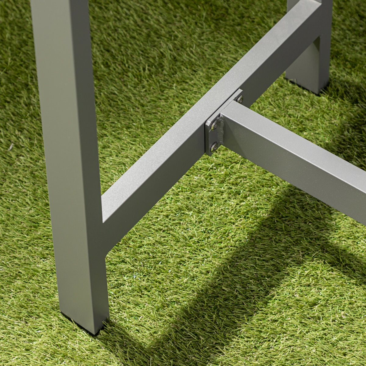 Alfresia Outdoor Aluminium High Bar Table with Two Modern Grey Bar Sto ...