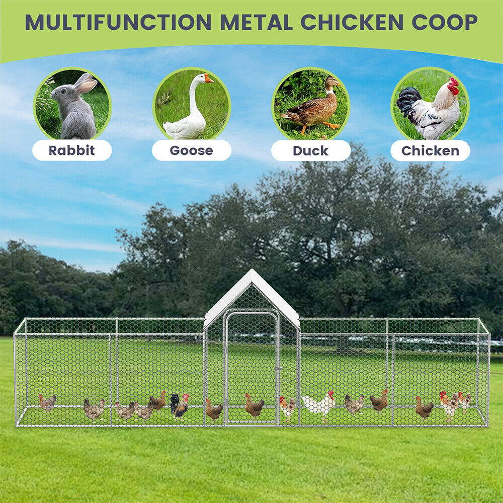 Large Chicken Run Cage Walk In Coop Poultry Hen Rabbit Dog Kennel Meta ...