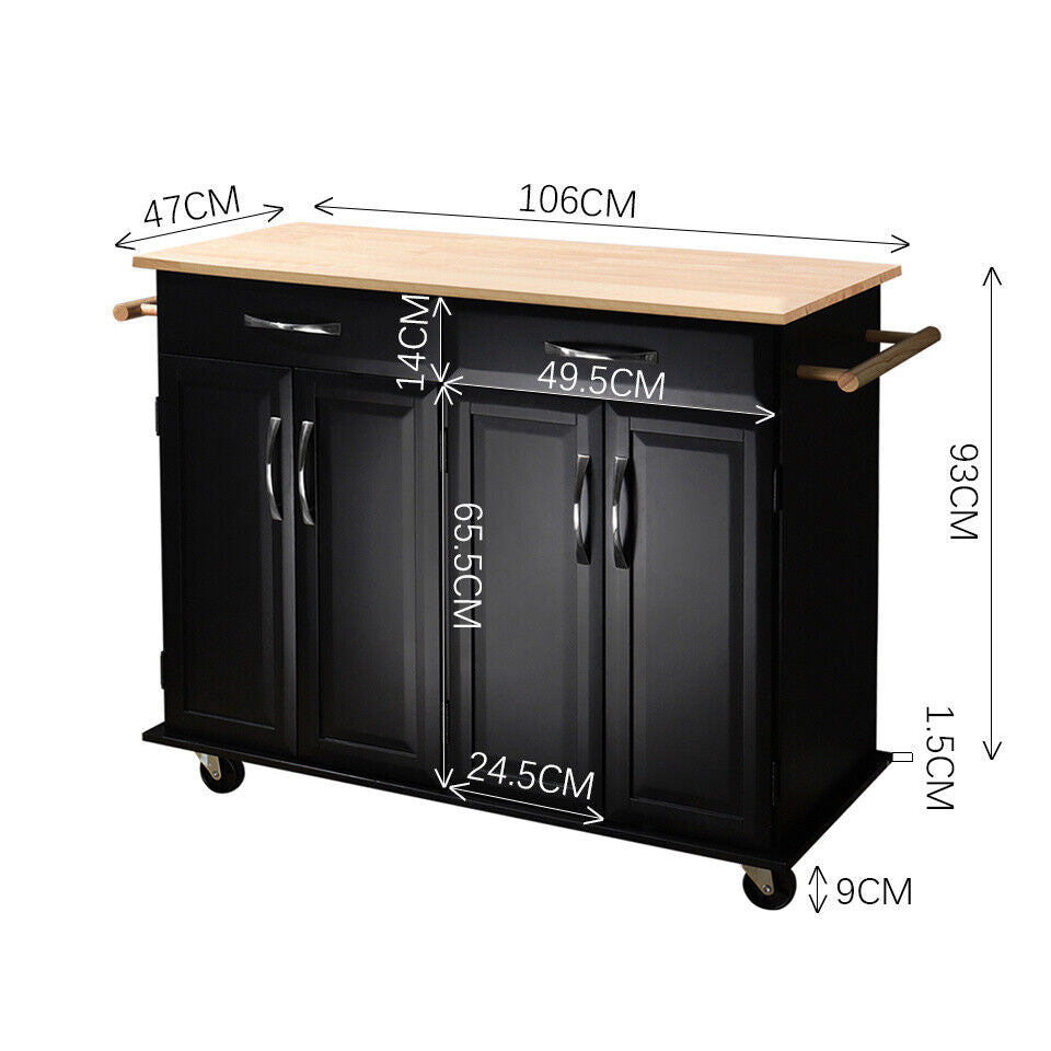 Extra Large Cabinet Cupboard Wooden Kitchen Trolley Cart Sideboard Con ...