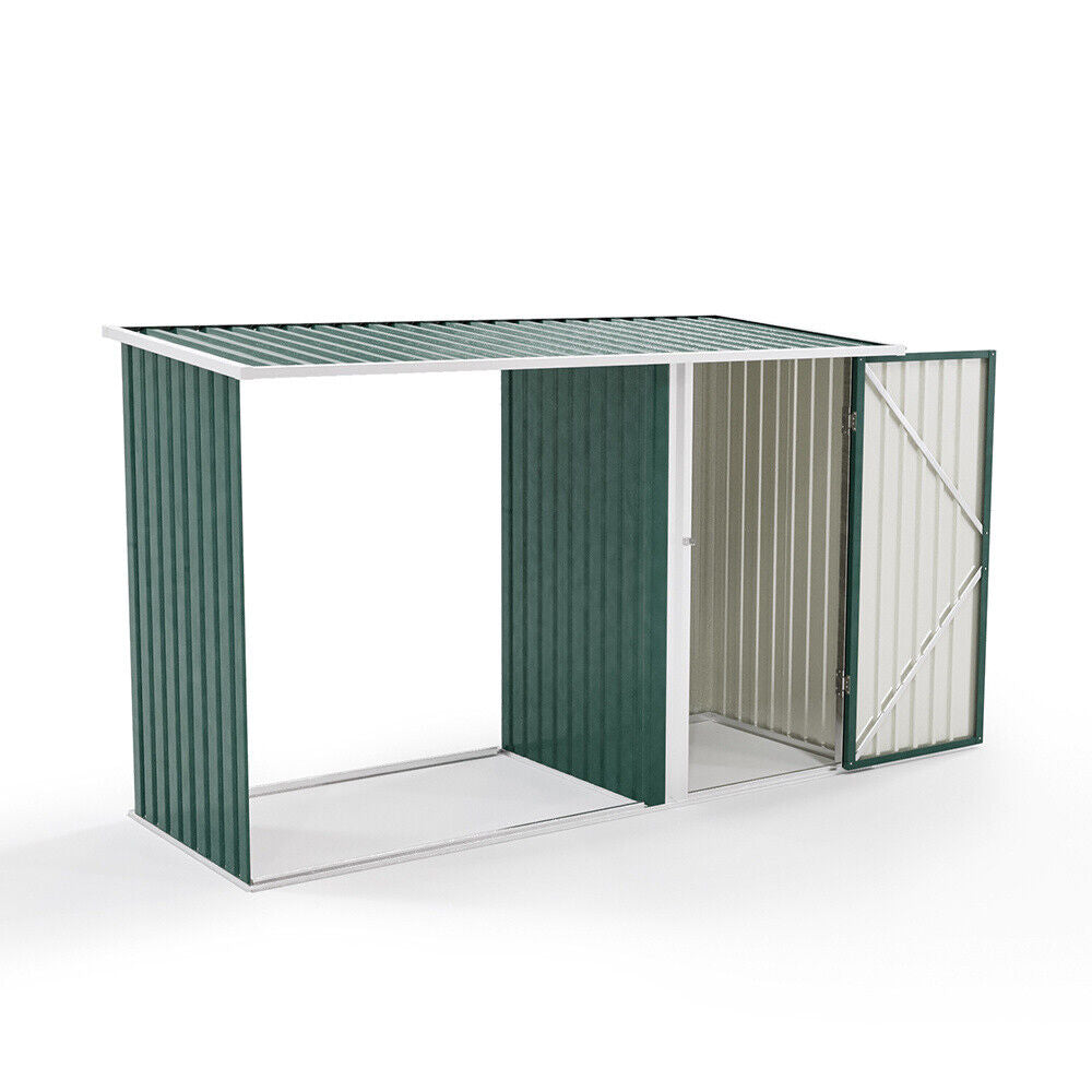 Outdoor Garden Metal Storage Shed Log Tool Fire Wood Store with Lockab ...