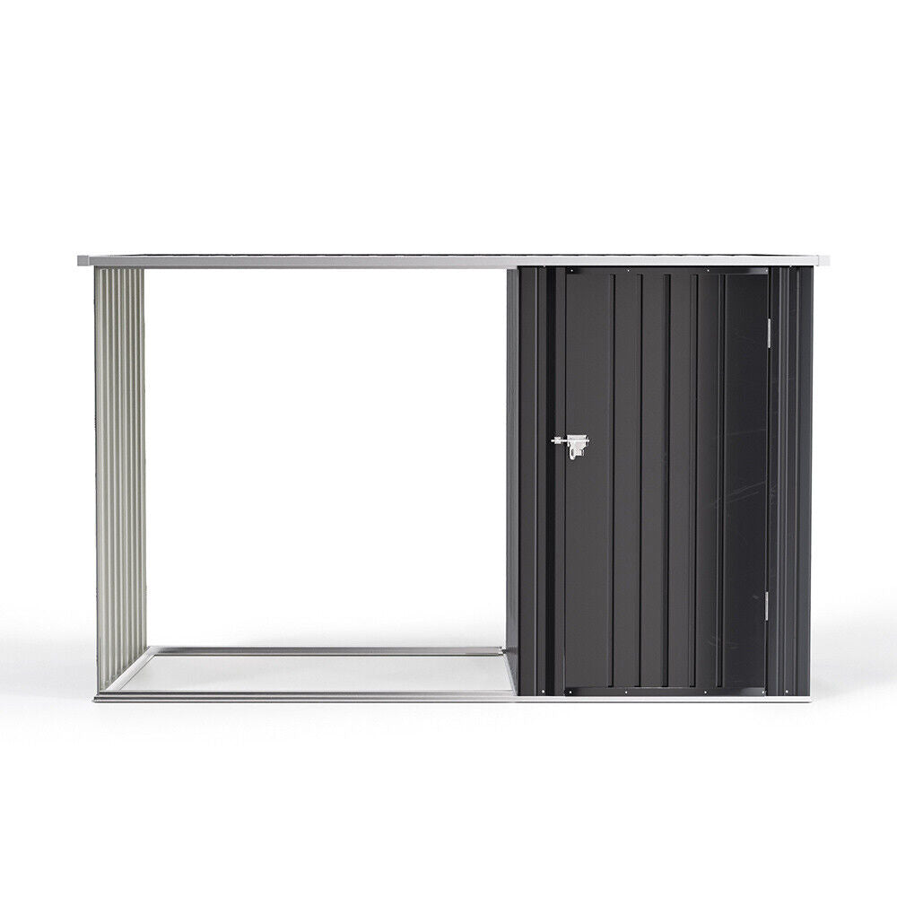 Outdoor Garden Metal Storage Shed Log Tool Fire Wood Store with Lockab ...