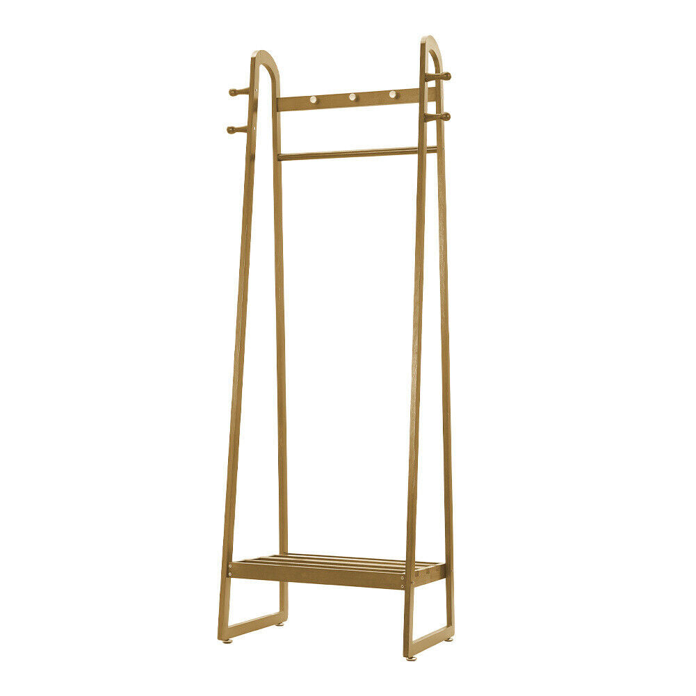Heavy Duty Wooden Clothes Hanging Rail Stand Bedroom Coat Hat Rack Ope ...