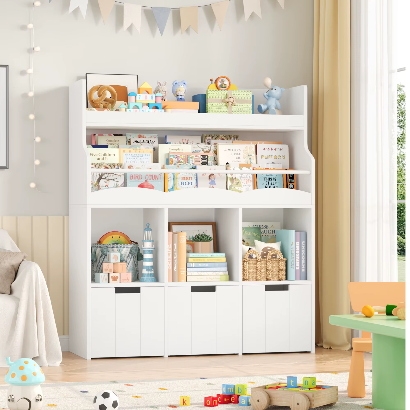 Children Toy Storage Cabinet Large Shelves Drawers Organiser White MDF ...