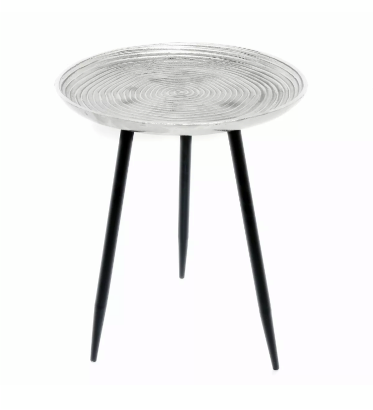 Contemporary Round Silver Side Table | Occasional Living Room End Tabl ...