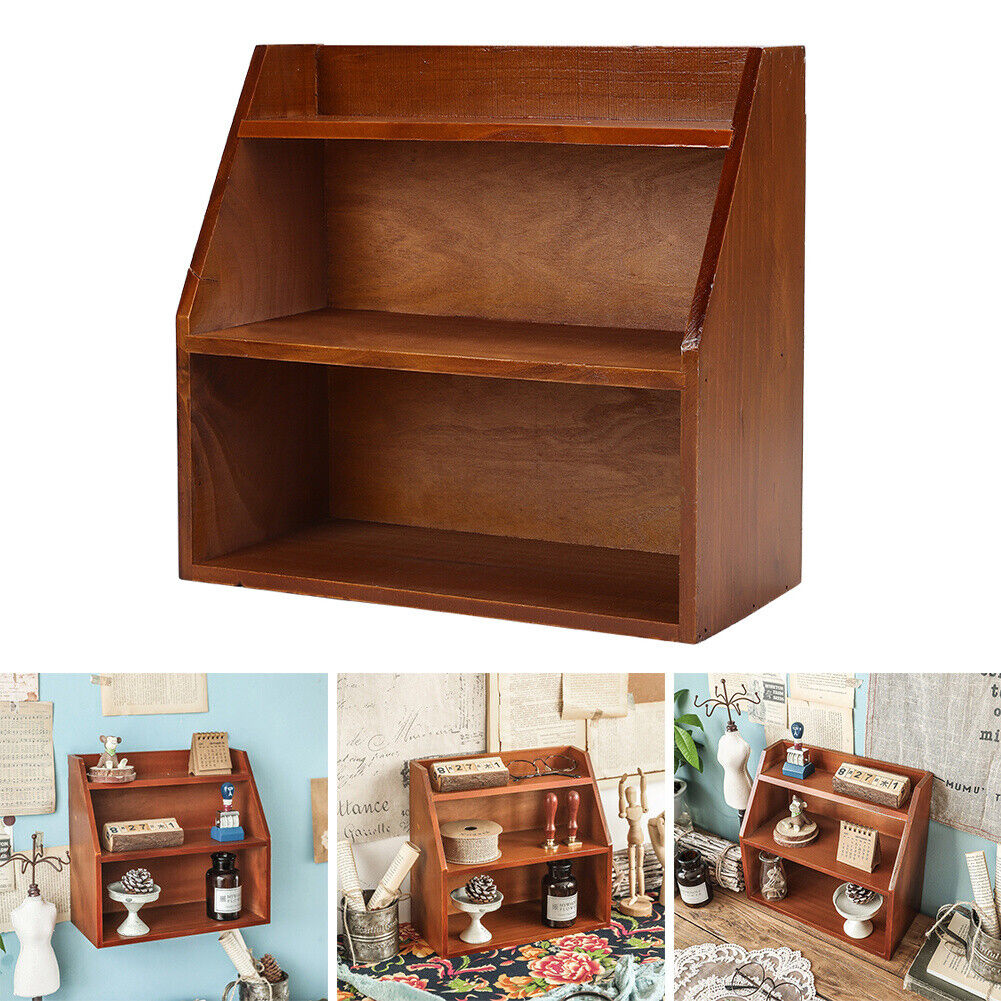 Solid Wood 3 Tier Storage Cabinet Shelving Display Home Office Table W ...