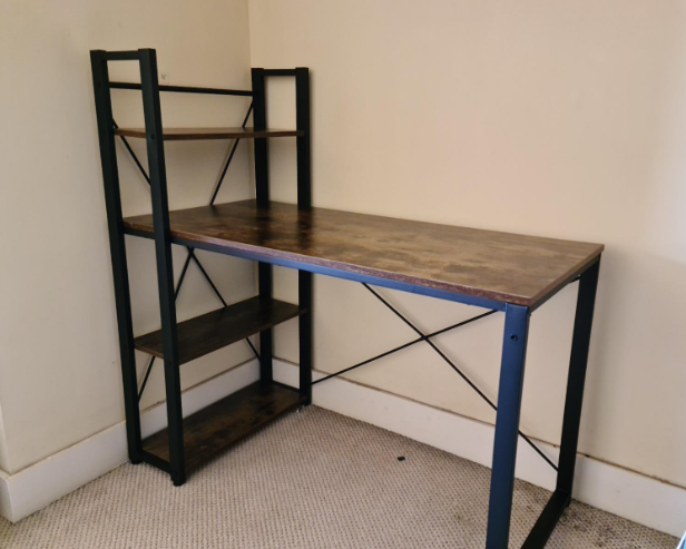 Industrial Computer Desk Shelf Storage Vintage Writing Office Workstat ...