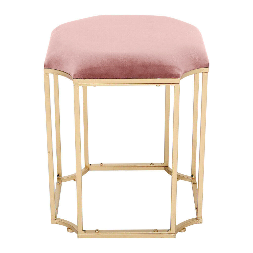 Pink Velvet Dressing Table Chair Vanity Table Stool Bedroom Makeup Dre ...