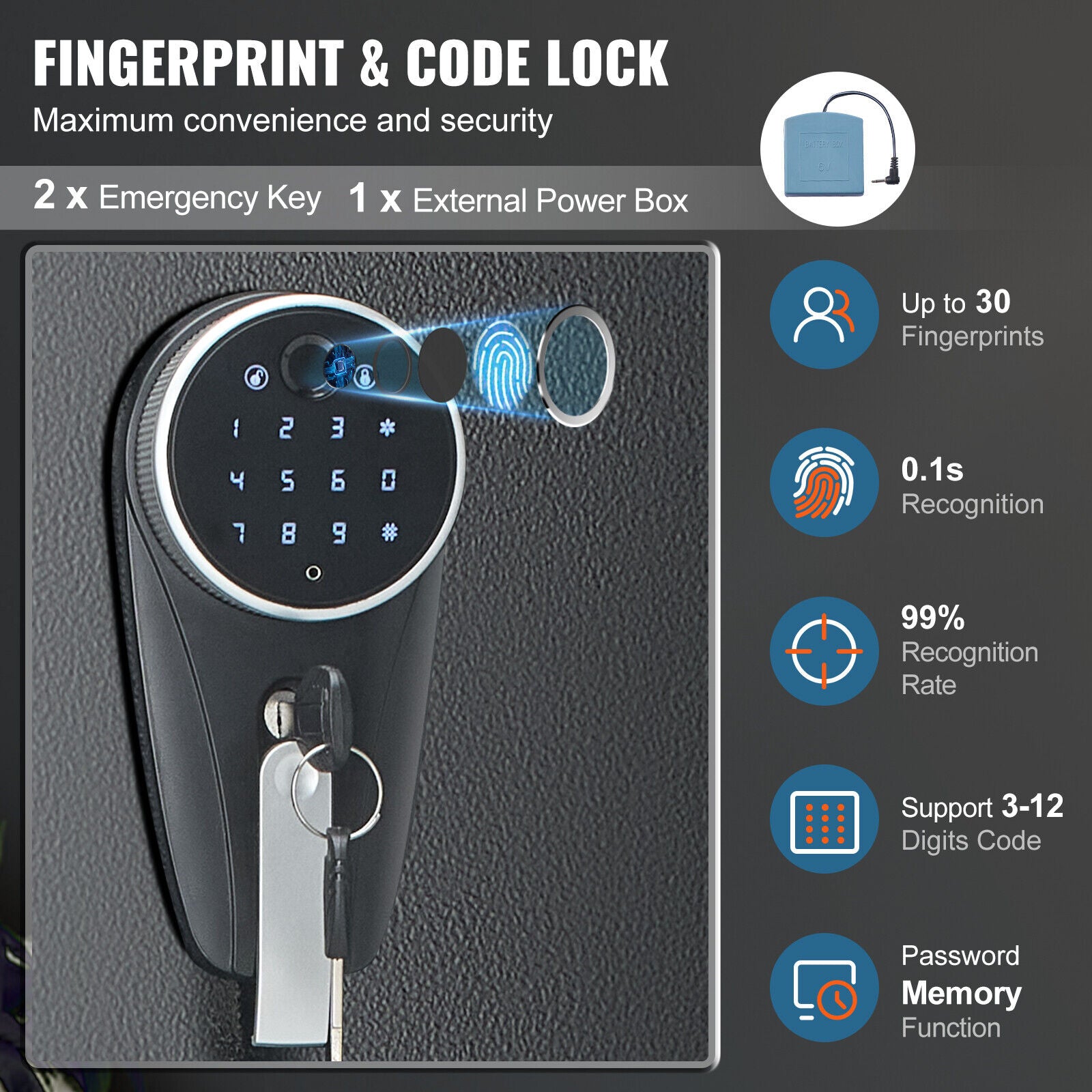 VEVOR 6 Rifles Gun Safe Cabinet Lockable Fingerprint Digital Keypad Lo ...