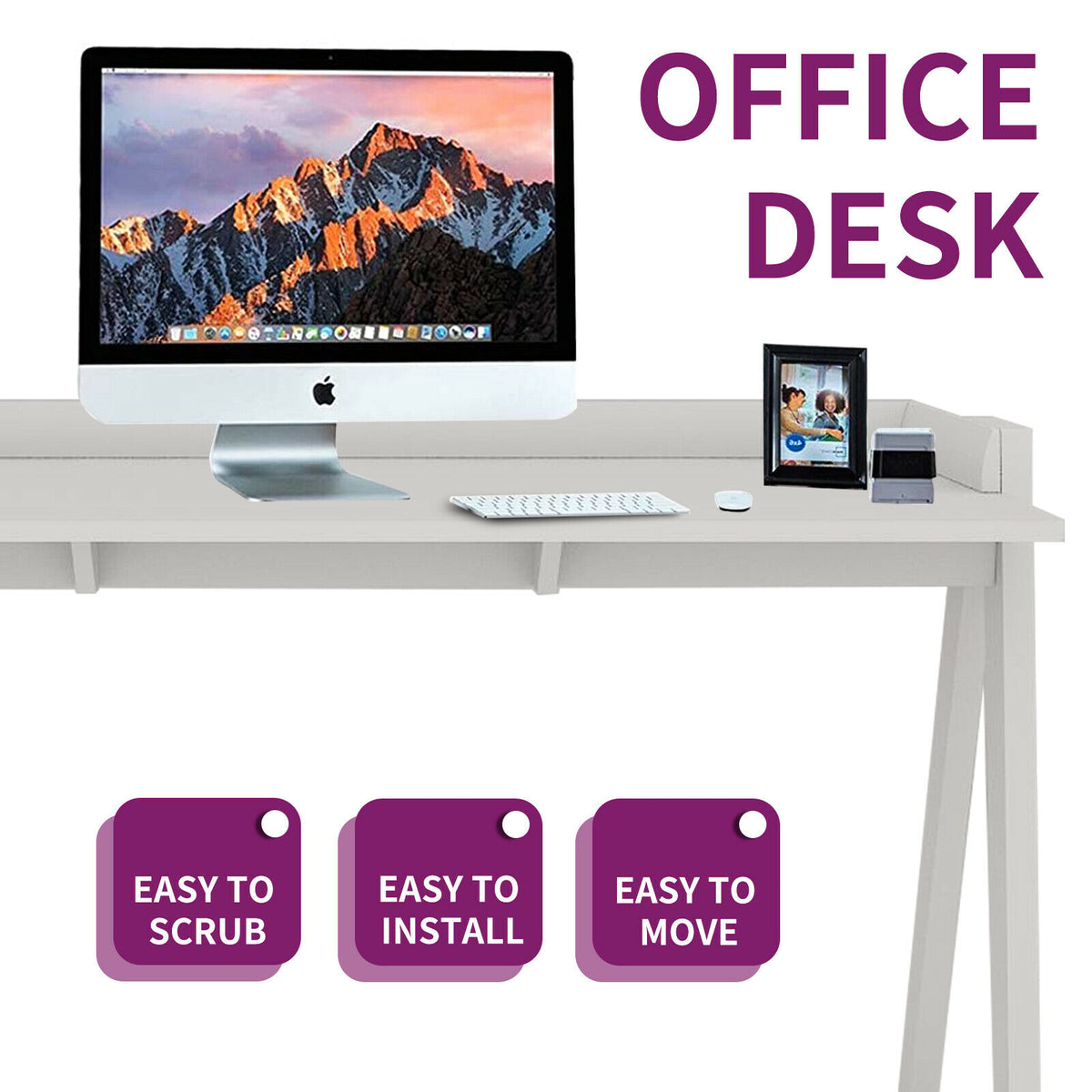 White Office Computer Desk PC Laptop Table Workstation Large Desktop H ...