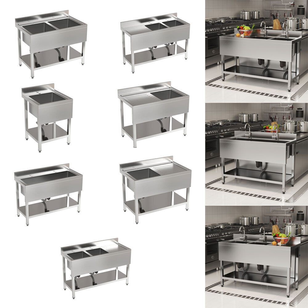 Stainless Steel Commercial Kitchen Sink Catering Sink Single Double Bo ...