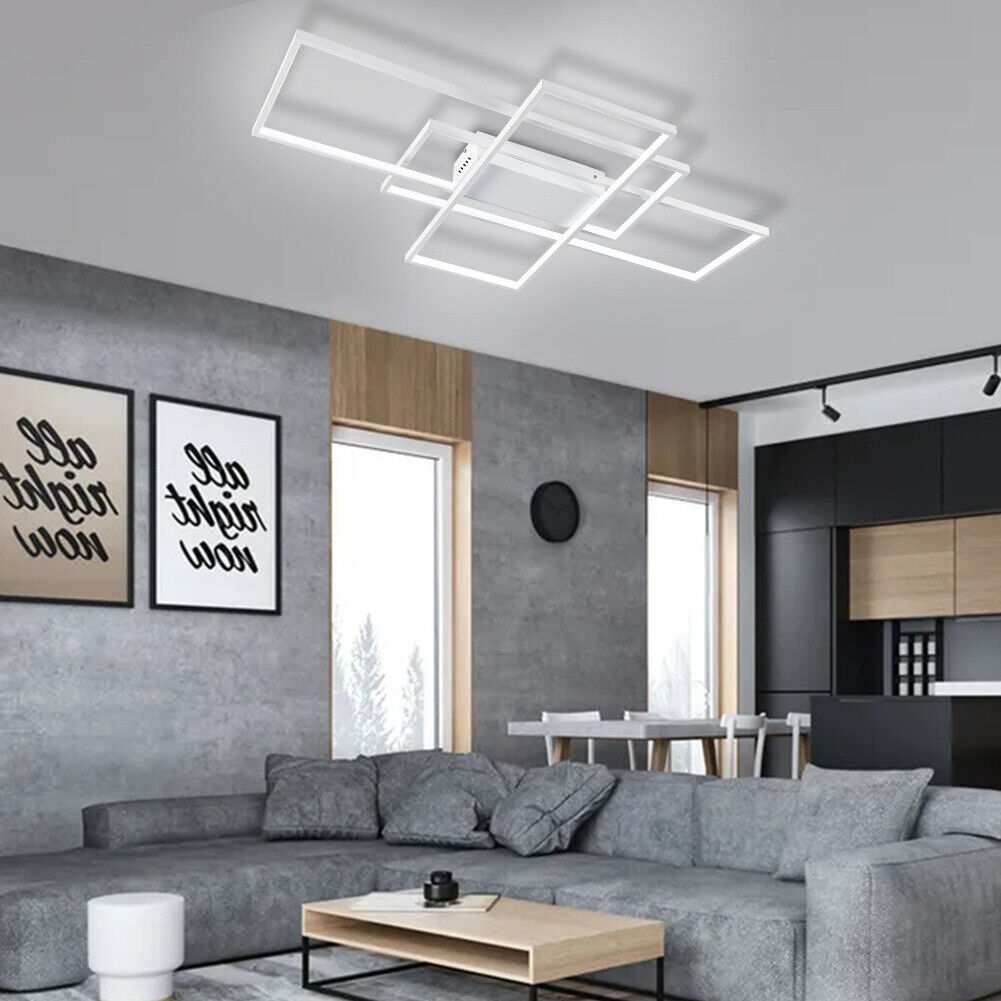 Modern Chandelier Lamp Rectangle LED Ceiling Light Living Room Bedroom ...