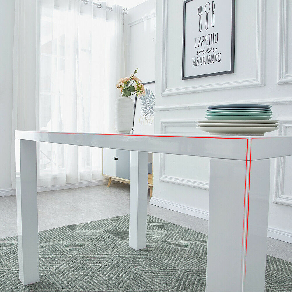White High Gloss Dining Table Dining Room Wood Rectangular 4-6 Seats K – Quildinc