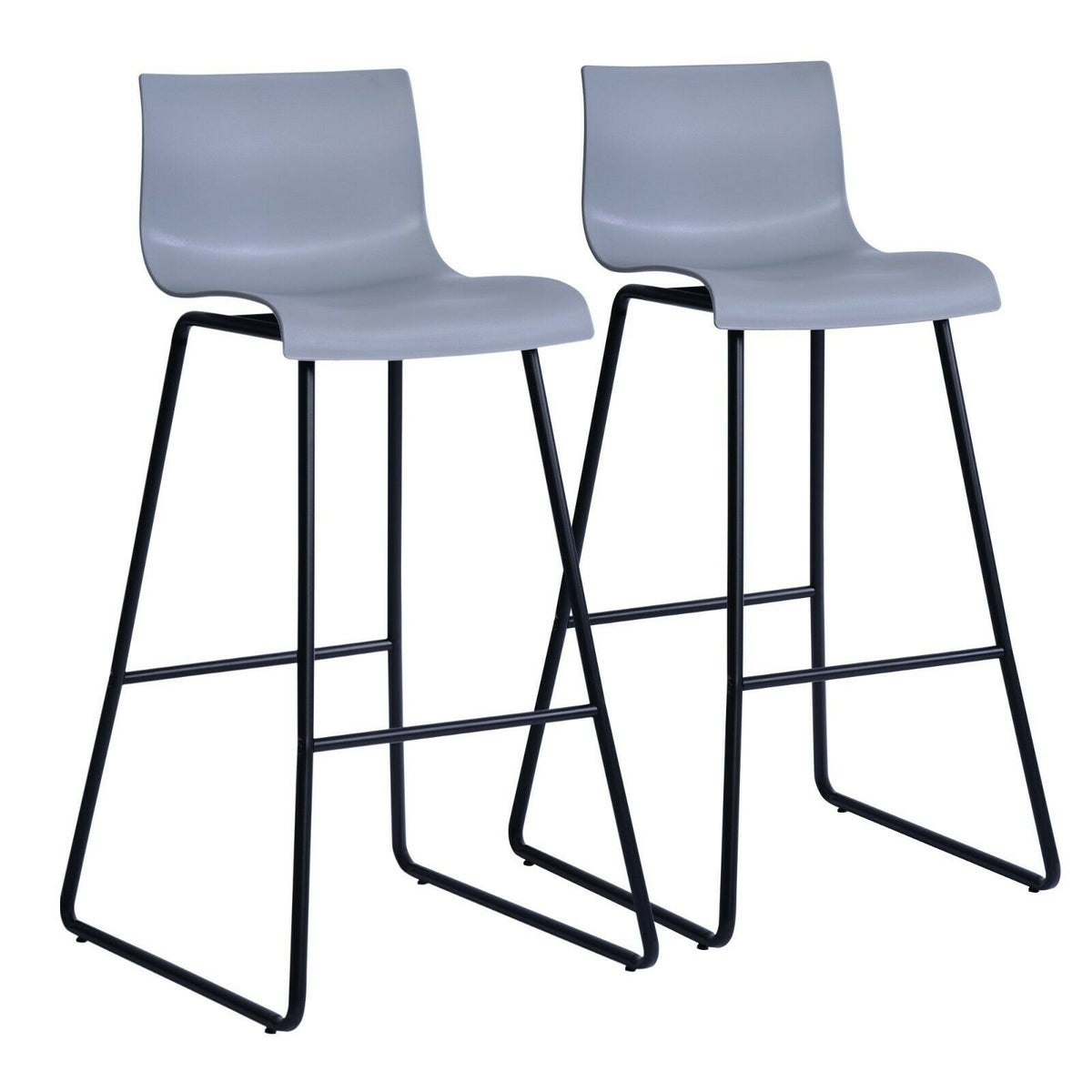 2x Breakfast Bar Stool Grey Home Kitchen Pub Bar Stools Footrest High ...