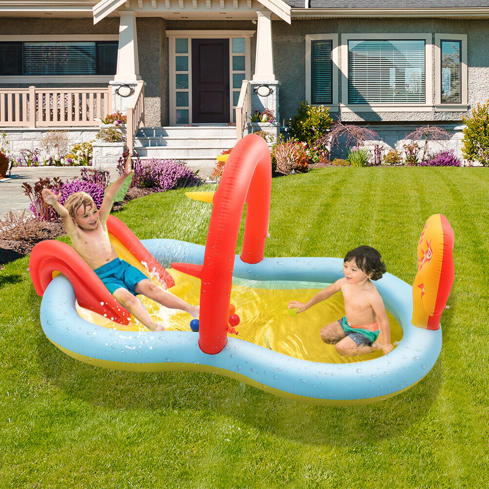 Inflatable Paddling Pool Kids Activity Swimming Pool Water Slide Summe ...