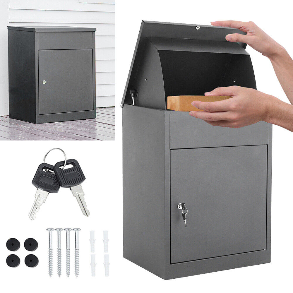 Large Steel Parcel Delivery Drop Box Lockable Home Storage Letter Mail ...