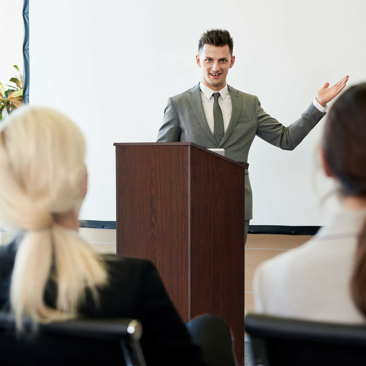 Wooden Stand Up Speaking Lectern Floor Standing Podium TableAdjustable ...