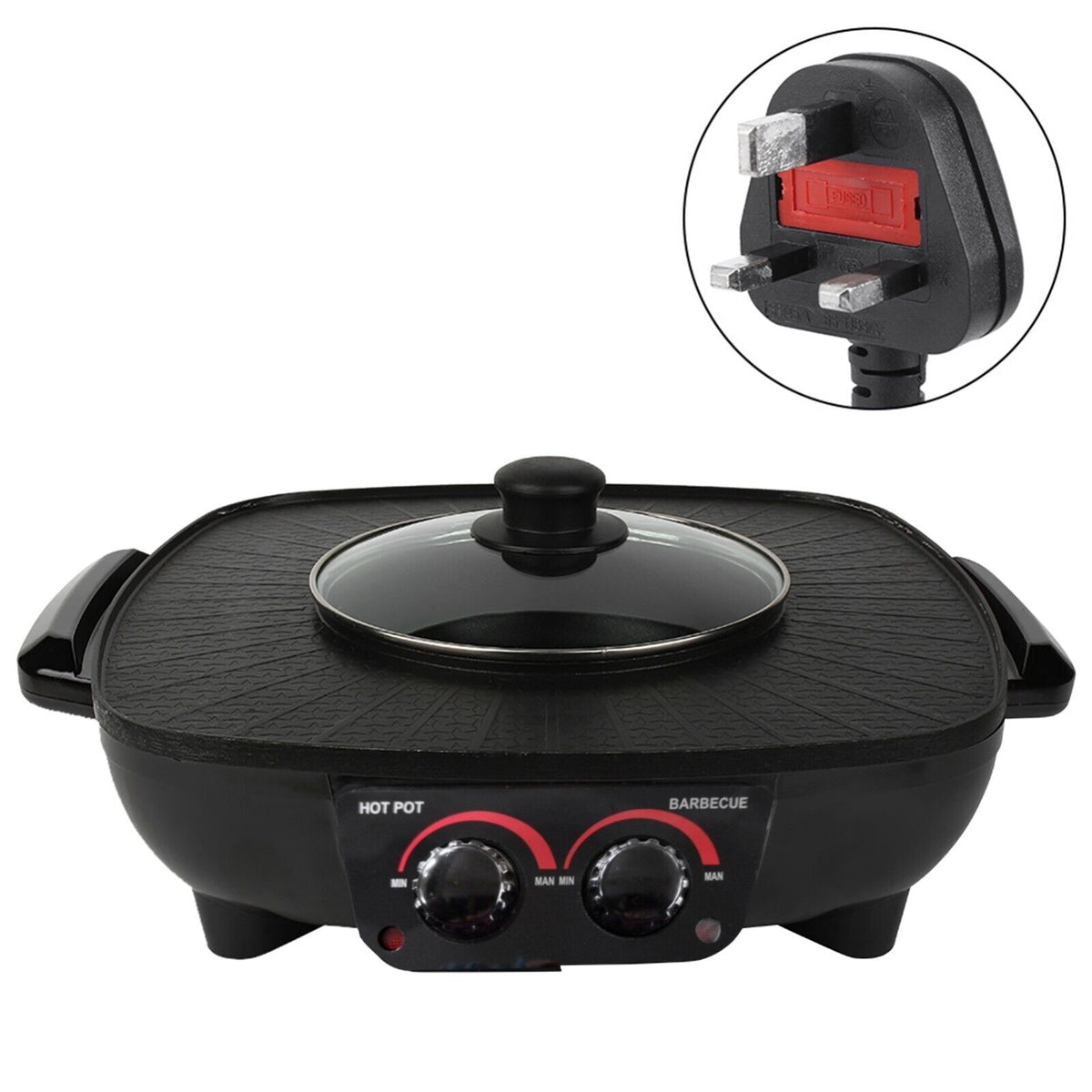 2in1 Hot Pot Barbecue Dualuse Non-Stick Pot Electric Induction Hot Pot ...