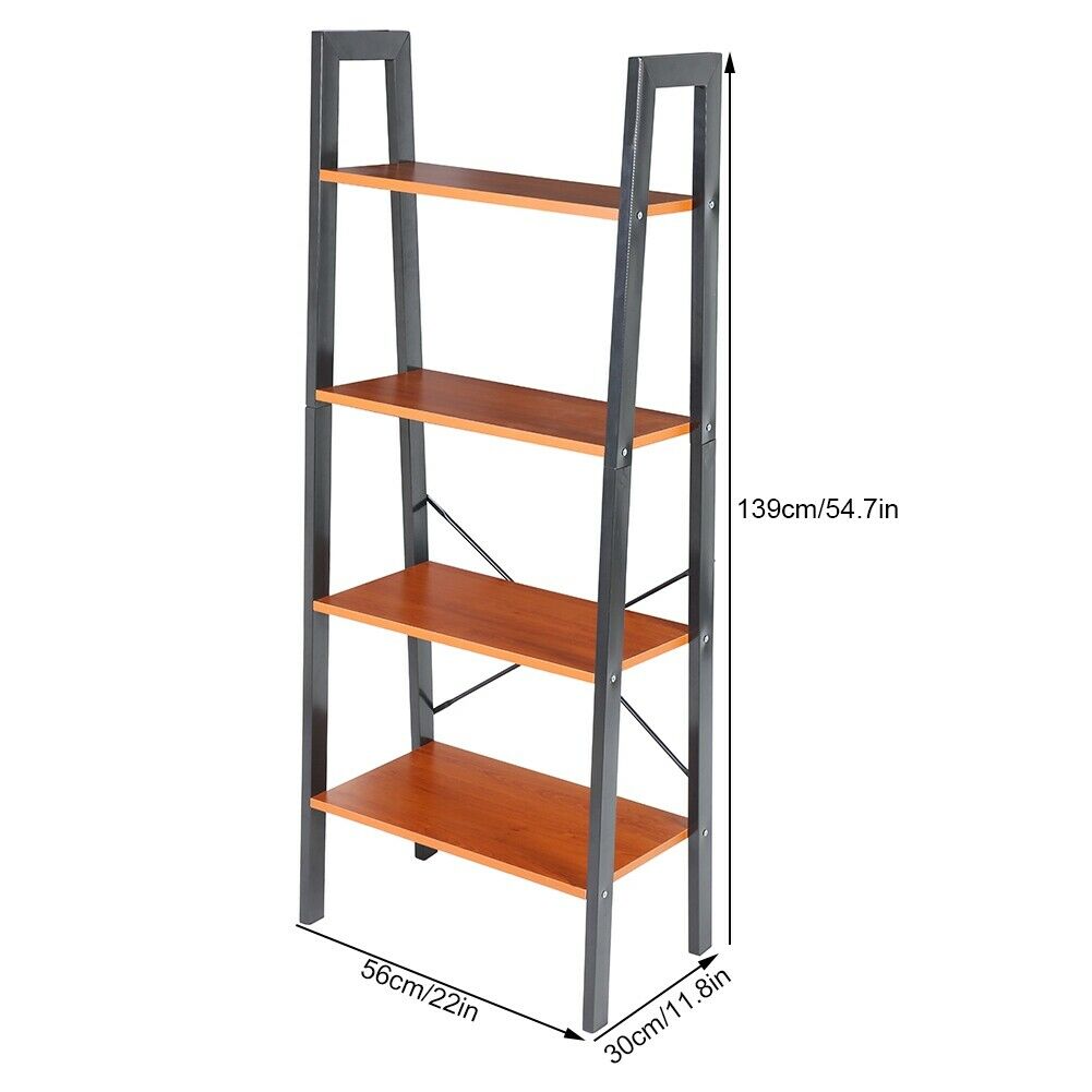 Vintage Metal Ladder Shelving 4 Tier Tall Bookshelf Plant Stand Storag ...