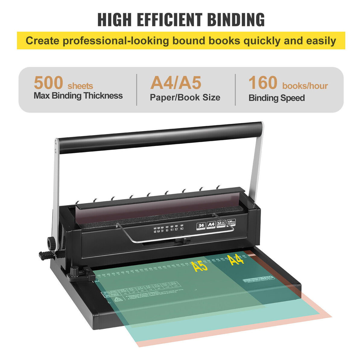 34 Holes Spiral Coil Calendar Binding Machine Comb Binder Punching Man ...